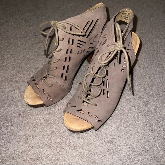 Adam Tucker | Shoes | Adam Tucker Gemma Leather Lace Up Peeptoe Booties ...